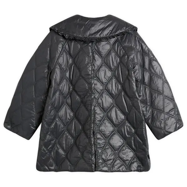 Ganni Shiny Quilt Midi Jacket - Black Sand | Editorialist